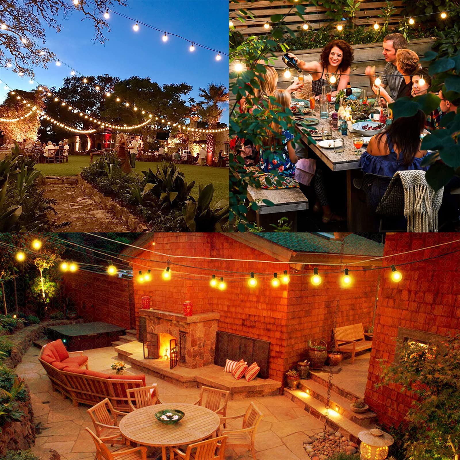 Outdoor String Lights G40 Globe LED Bulbs, Panaromia 41FT Patio Lights 30+3 Bulbs, Waterproof Shatterproof Hanging Lights for Indoor Outside Garden Home Christmas Xmas Warm White (A-LED-41ft)