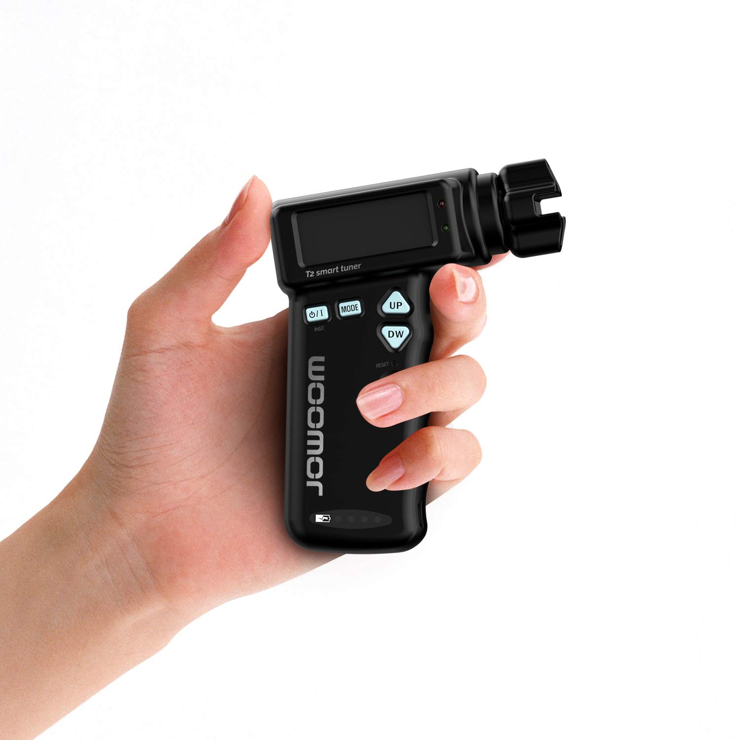 JOWOOM T2 Smart Automatic Guitar & Ukulele Tuner | Fast Acoustic Guitars Auto-Tuner With 180RPM Electric String Winder | Safe & Professional Grade Tuner For Ukuleles | USB Rechargeable Battery | Black