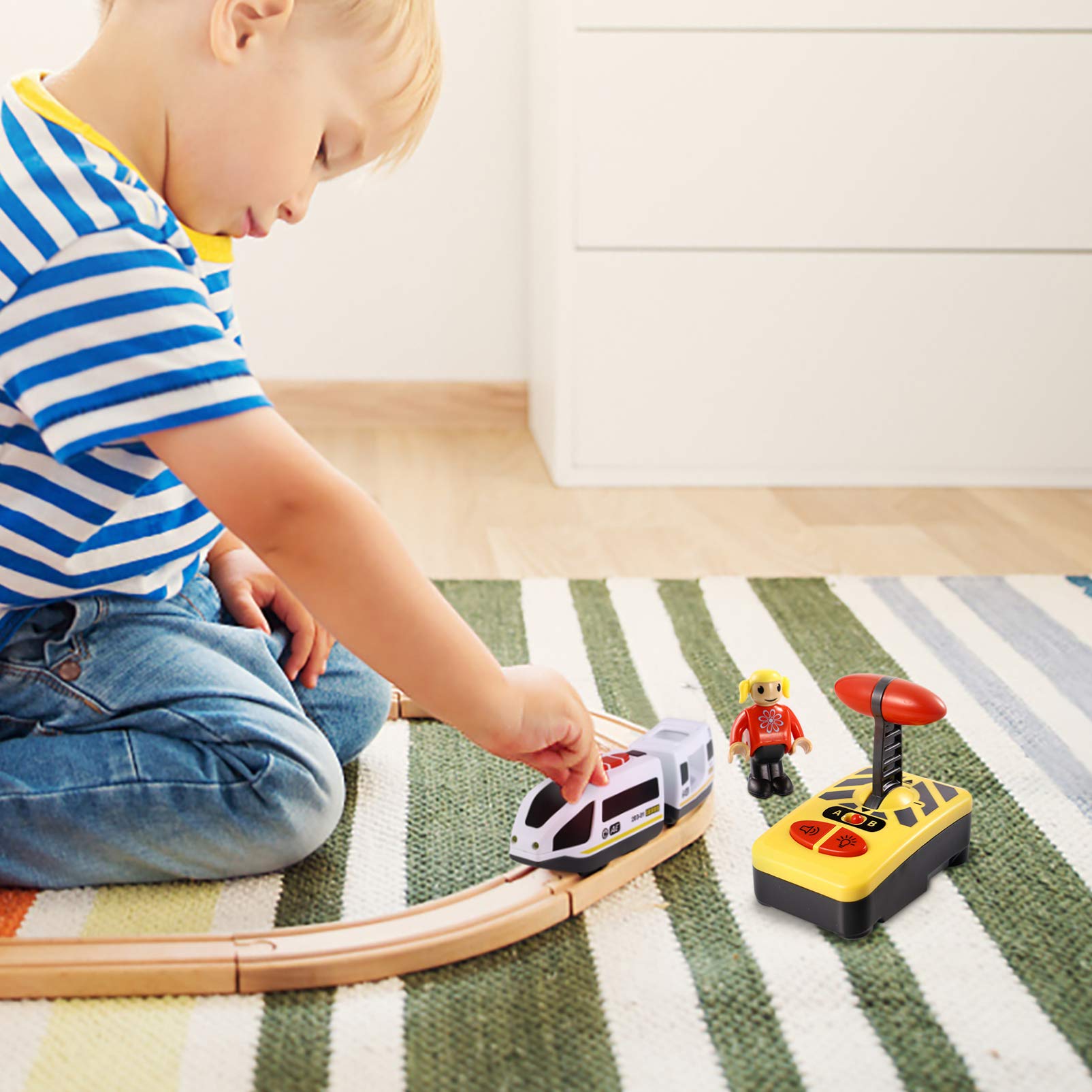 NUOBESTY Remote Control Train Engine RC Train Model Toy Electric Railway Toy for Kids Children(No Battery)