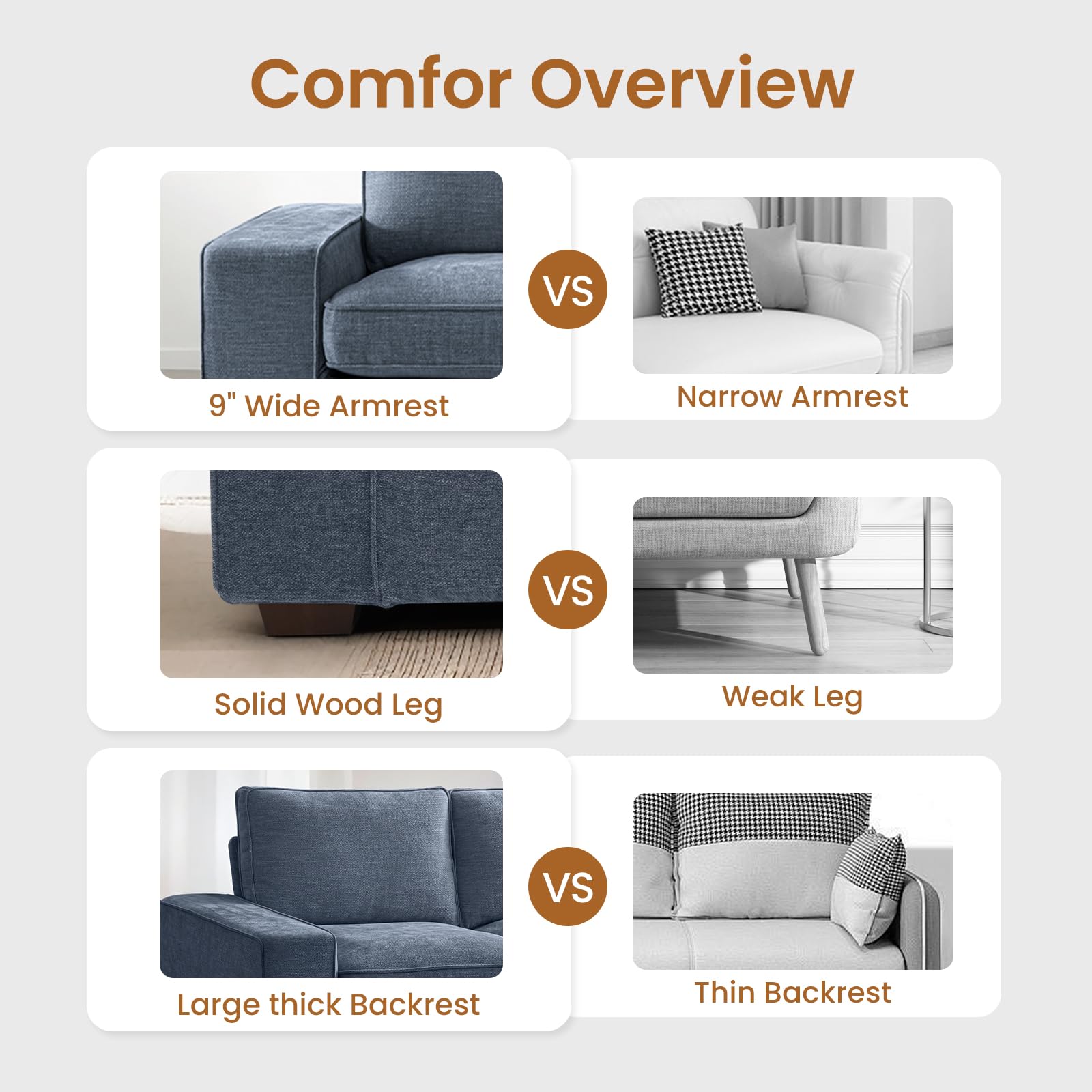 COHOME Loveseat Couch for Living Room,Chenille Upholstered Comfty Couch with Removable Covers Wide Armrest,Morden 2-Seater Small Sofa for Bedroom,Beige
