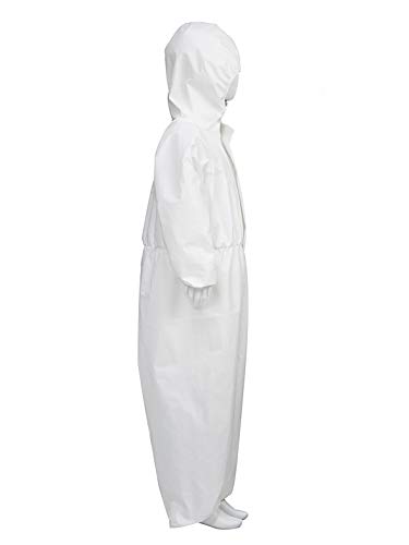 Children Disposable Protective Coverall with Elastic Wrists, Ankles and Hood, Non-Porous Anti-Dust Ventilation Suit for Kids +Protective Shoe Covers,L (130-150cm)