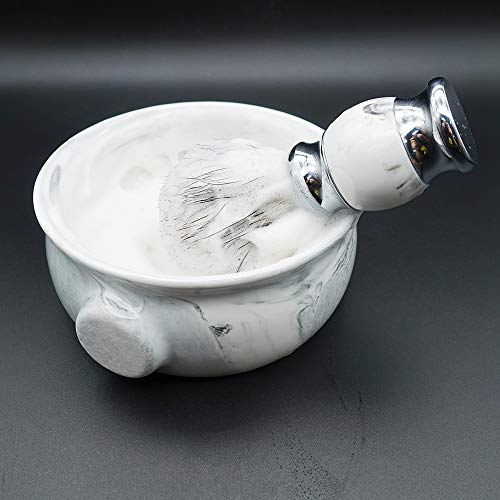 Bicrops Badger Hair Shaving Brush For Gentleman Wet Shave, Smooth Resin Best Gift For Men (Marble Teaxture)