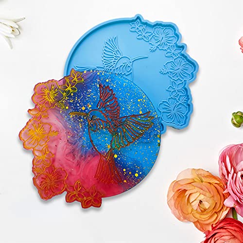 Crystal Agate Coaster Molds Resin Silicone Tray Molds Jewelry Cup Casting Mold for Epoxy Resin DIY Resin Serving Board for Home Decoration