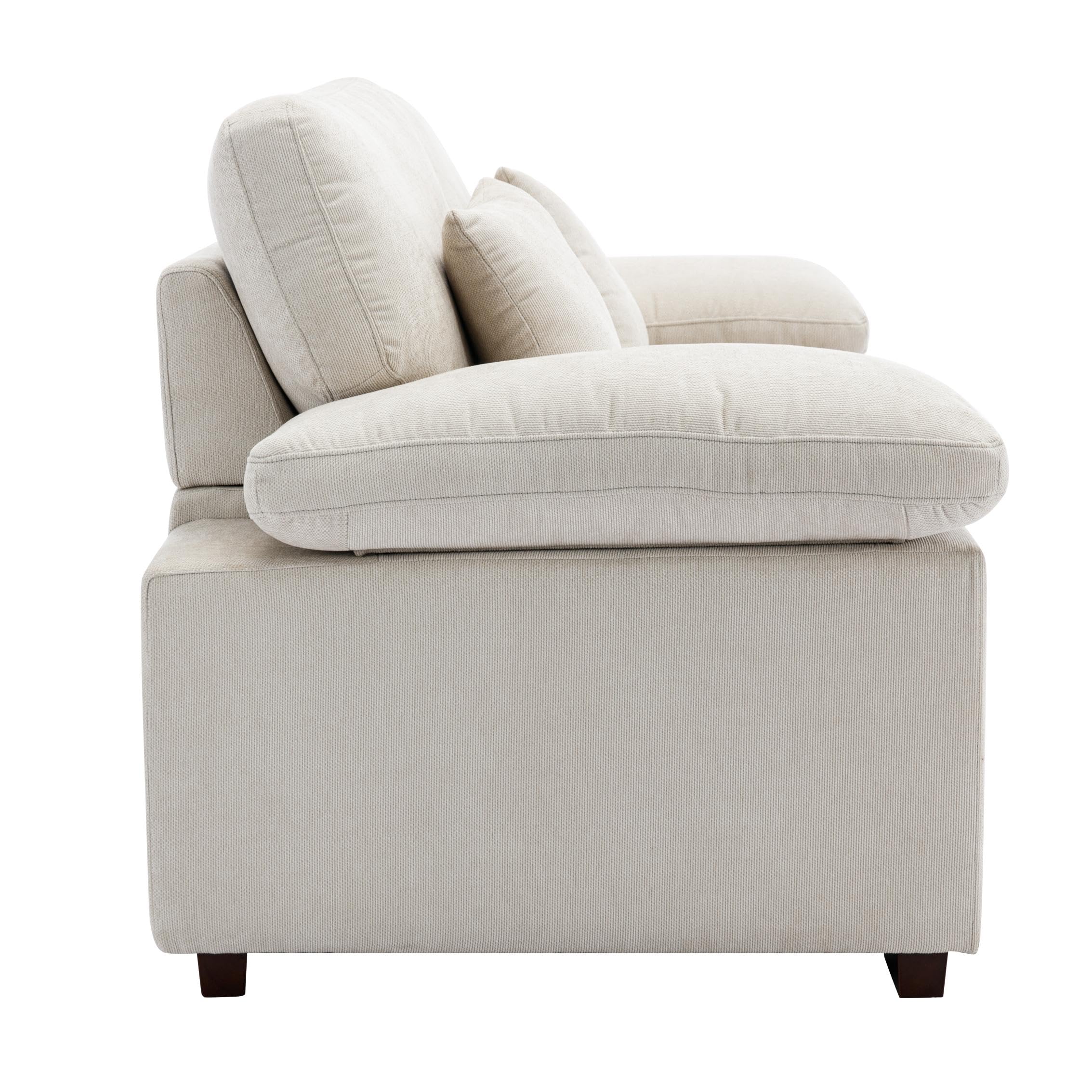 COLAMY Loveseat Sofa 73", Chenille Fabric Overstuffed Comfy Couch with 2 Throw Pillows 1 Lumbar Pillow, Upholstered Sofa for Living Room Apartment Small Space, Dark Grey