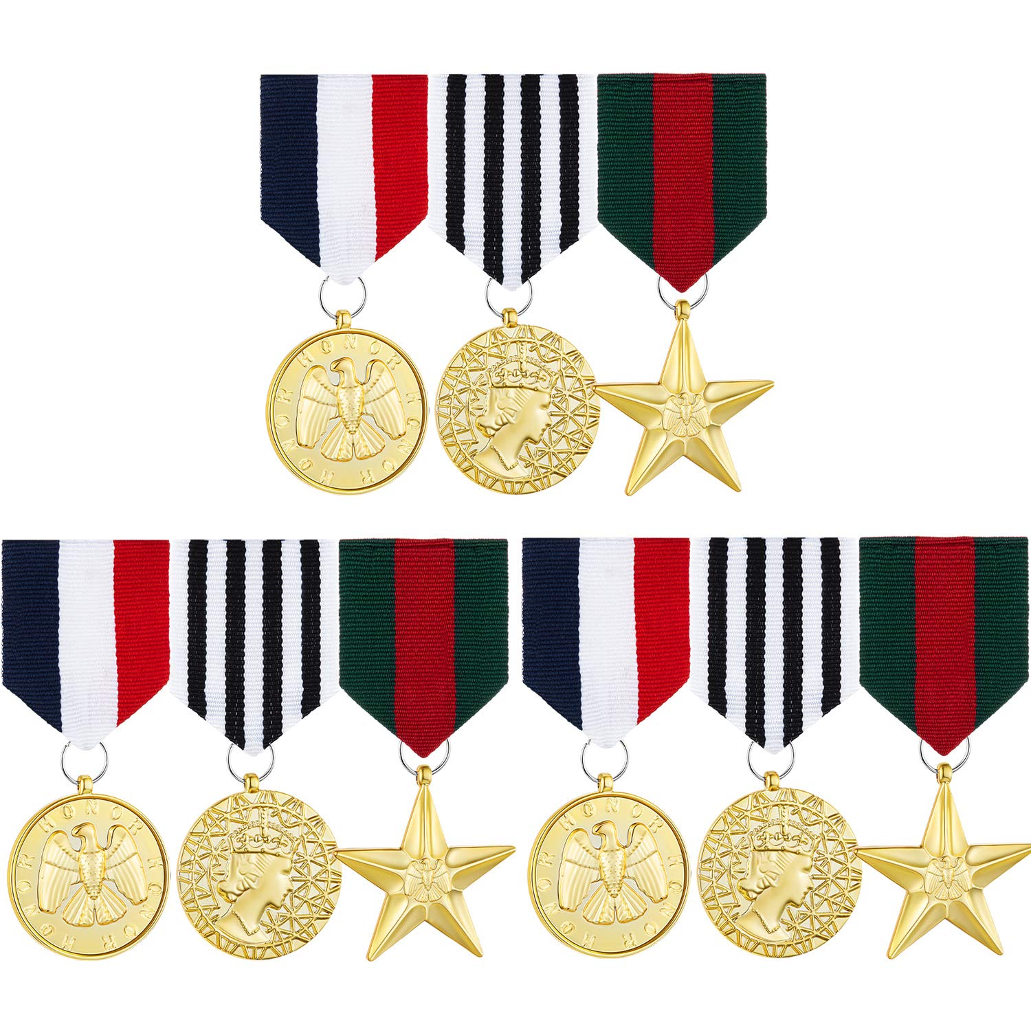 Hicarer 3 Sets Halloween Costume Military Badge Medal Combat Medal Plastic Military Medal Accessory for Women Men Coat Jacket Costume