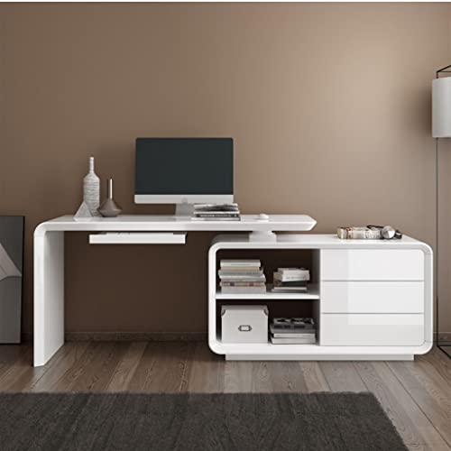 CZDYUF Office Desk Computer Desk Swivel Angle Multifunctional Desk White Office Furniture