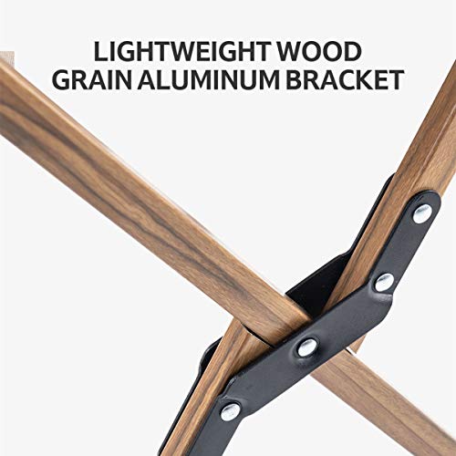 Naturehike Outdoor Furniture Camping Wood Grain Aluminum Folding Moon Chair (Black)