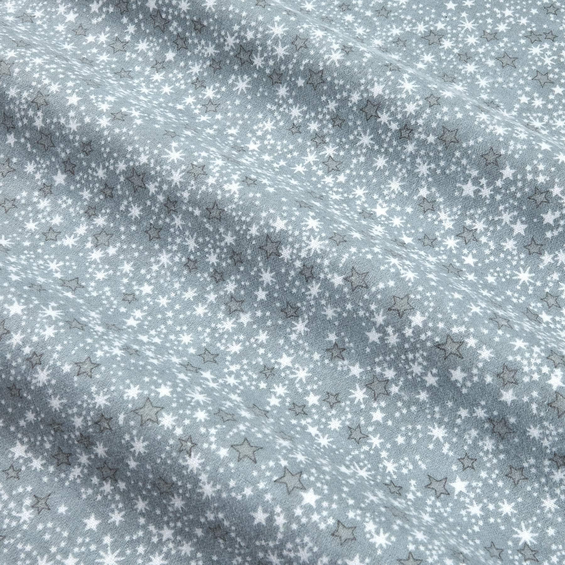 Comfy Flannel Stars Grey, Fabric by the Yard