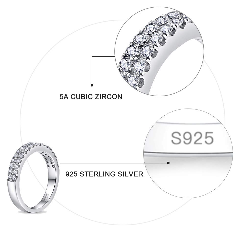 AVECON 925 Sterling Silver Womens Wedding Band Round 5A Cubic Zirconia Eternity Engagement Ring Sterling Silver Infinity Ring Size 9