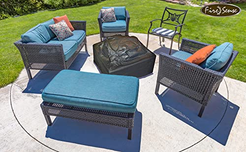 Fire Sense 02056 Outdoor Square Fire Pit Vinyl Cover Patio Heaters Heavy Duty 10 Gauge Felt Lined Water & Weather Resistant Fabric Ties - 38β x 38β - Square