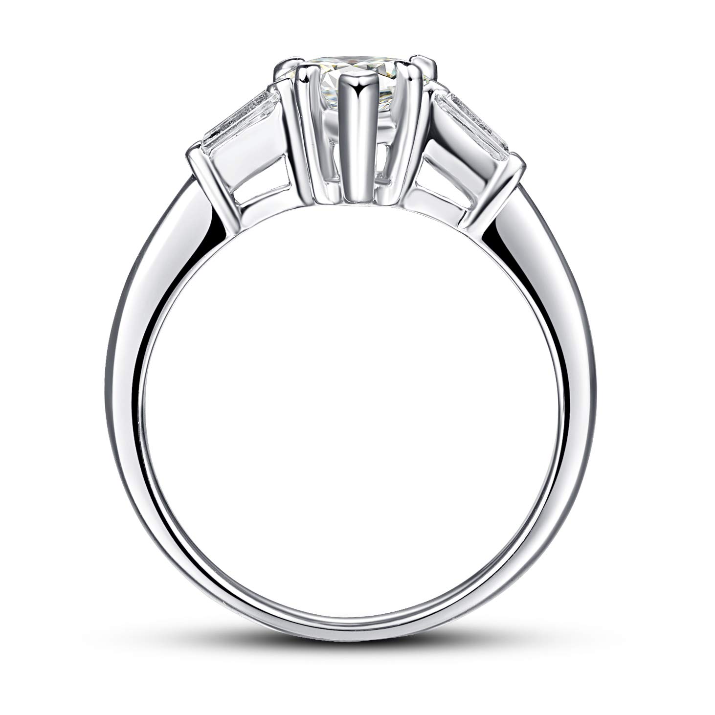 AVECON 925 Sterling Silver Solitaire Engagement CZ Ring Pear Cut 5A Cubic Zirconia Wedding Ring for Women Size 7