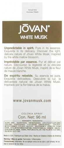White Musk By Jovan For Women, Cologne Spray, 3.25-Ounce Bottle