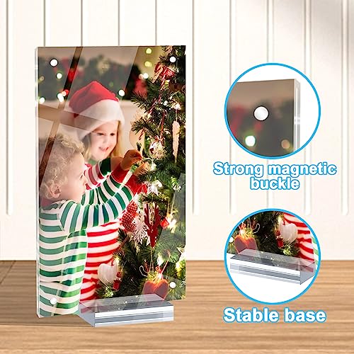 JUOIFIP 8X10 Clear Acrylic Picture Frames, Magnetic Picture Frames with Gift Box Package, Double Sided Acrylic Photo Frames Desktop Display with Support Stand, Pack of 1(Bonus 1 Pack Stand)