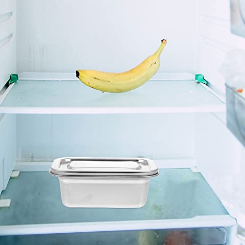 Hemoton Reusable Ice Cream Storage Containers with Lids Stainless Steel Food Keeper Freezer Box Insulated Ice Cream Tub for Refrigerator Home Made Ice Cream
