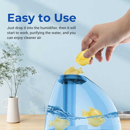 Funmit 6 Pack Universal Humidifier Cleaner Fish Compatible with Almost All Humidifiers and Fish Tanks, Purifies Water, Prevents Hard Water Build-Up, Reduces Scale, Yellow
