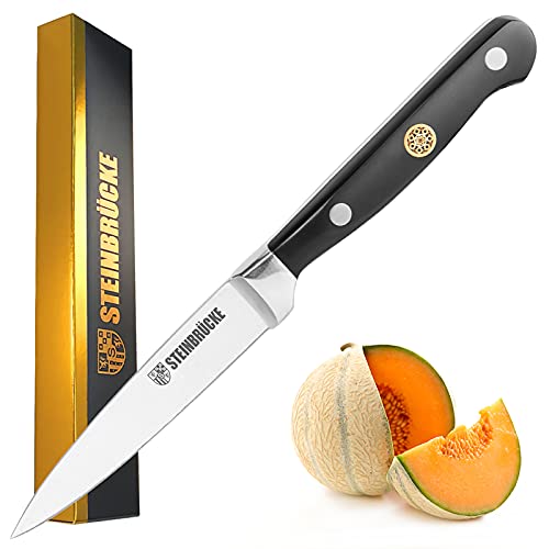 Gioventù Paring Knife 4 inch - Small Kitchen Knife Forged from German Stainless Steel 5Cr15Mov (HRC58), Full Tang, Sharp Paring Knife for Cutting, Peeling, Slicing Fruits and Vegetables