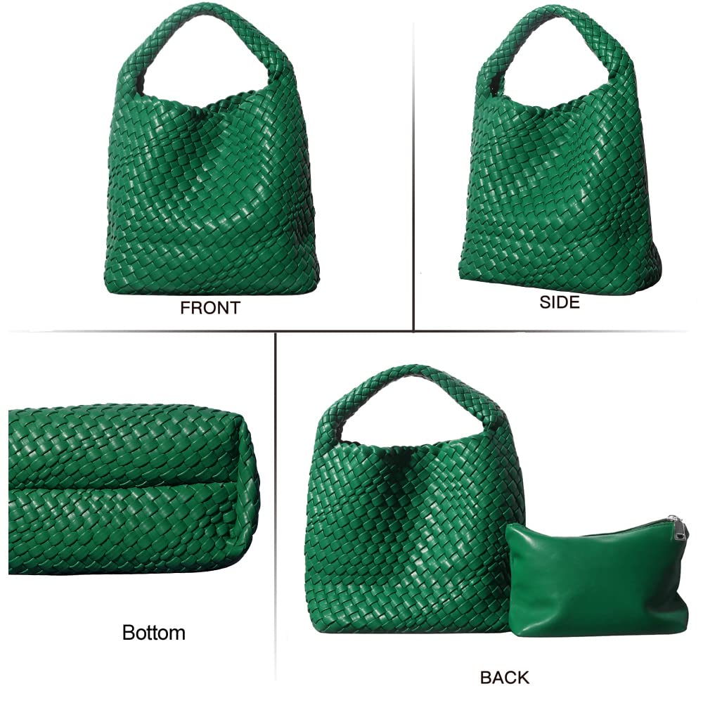 BZXHVSHA Ladies Knitting Handbags and Purses for Women Hobo (Dark green)