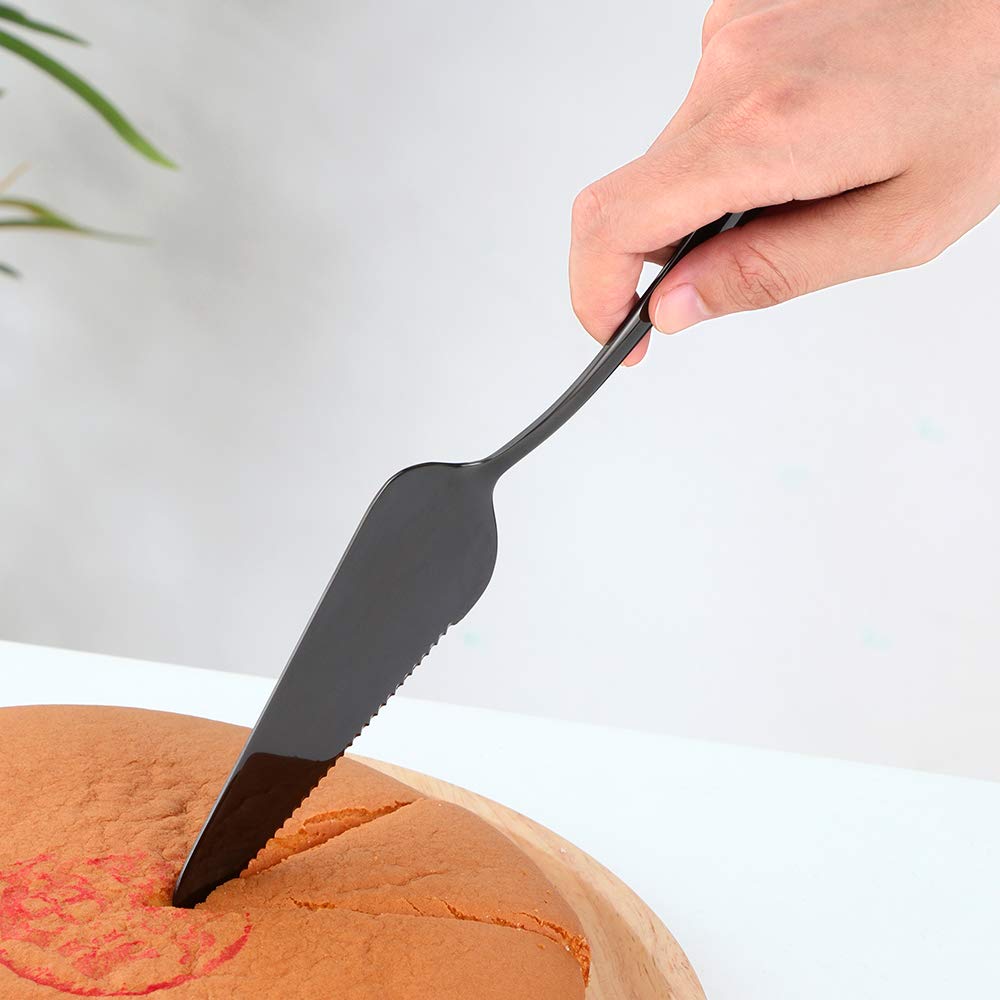 Cake Server Set,Black 18/8 (304)Stainless Steel Cake Shovel,Cake Knife&Dessert Fork/Cake Cutting Sets for Wedding,Anniversary,Party Supplies by BUY THINGS!