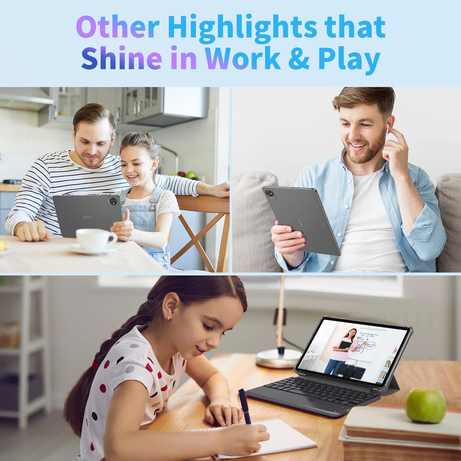 Blackview Tab 70 WiFi 2024 Android 13 Tablet, 6(3+3) GB+64GB 1TB Expand, Wi-Fi 6 Model, 10.1 inch Tablet with HD+IPS Display, 6580mAh, Dual Speakers and Camera, BT5.0, GMS, 2.0GHz CPU, Gray