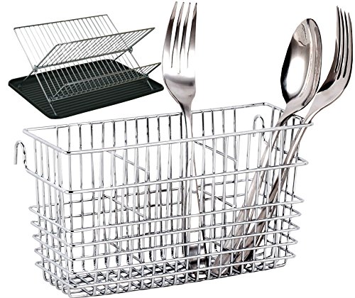 Neat-O Sturdy Chrome-Plated Steel Utensil Drying Rack Basket Holder (Chrome II)