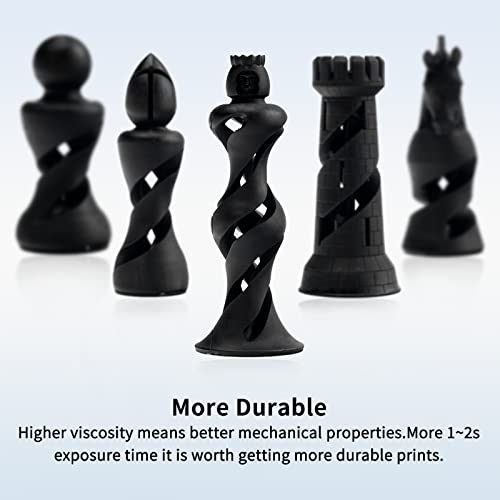 Chitu Systems Conjure Tough Resin 3D Printer Resin Non-Brittle and Durable,Highly Toughness Low Shrinkage 405nm UV-Curing Resin Standard Photopolymer Resin for DLP/LCD/mSLA 3D Printer (Black, 1000g)