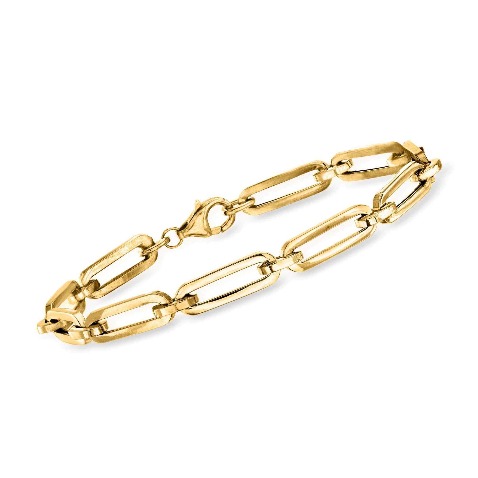 Ross-Simons Italian 14kt Yellow Gold Paper Clip Link Bracelet. 7 inches