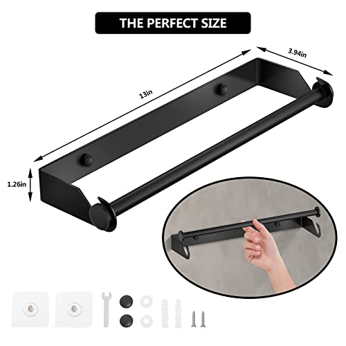 JUTOROSY Paper Towel Holder Under Cabinet for Kitchen, Wall Mount Paper Towel Holder Self-Adhesive or Drilling, Paper Roll Holder Paper Towel Rack for Kitchen, Bathroom, Pantry, Sink, Silver-2 Pack