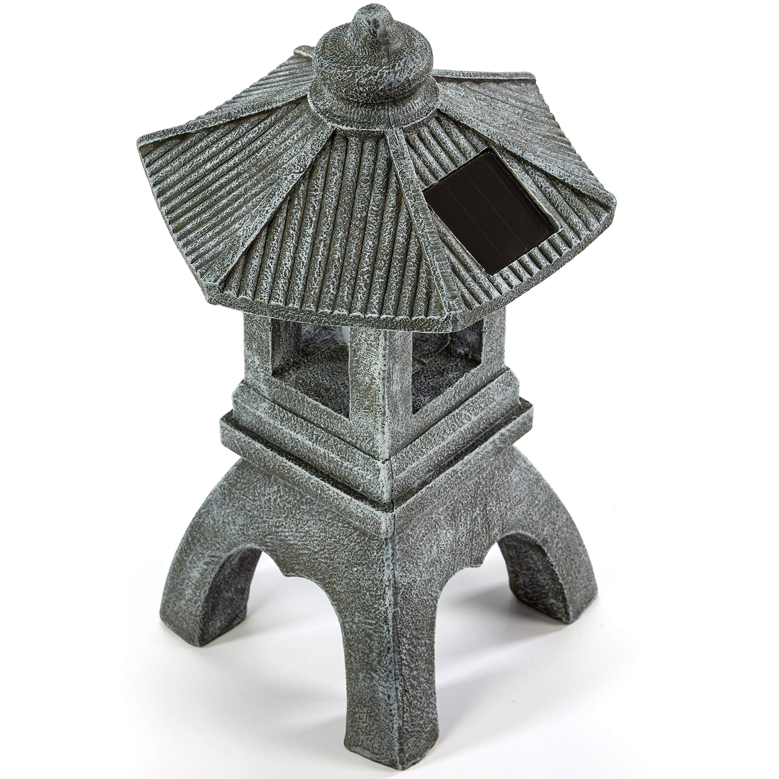 VP Home Tranquil Pagoda & Glowing Serenity Meditative Buddha Solar Powered Flickering LED Outdoor Decor Garden Light