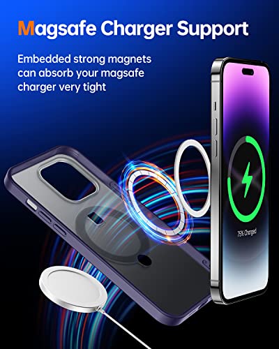 FACBINY Magnetic Kickstand Case Designed for iPhone 14 Pro Max [360° Rotatable Ring Stand Holder] [Compatible with MagSafe] [Military-Grade Protection] Translucent Shockproof Phone Case, Purple