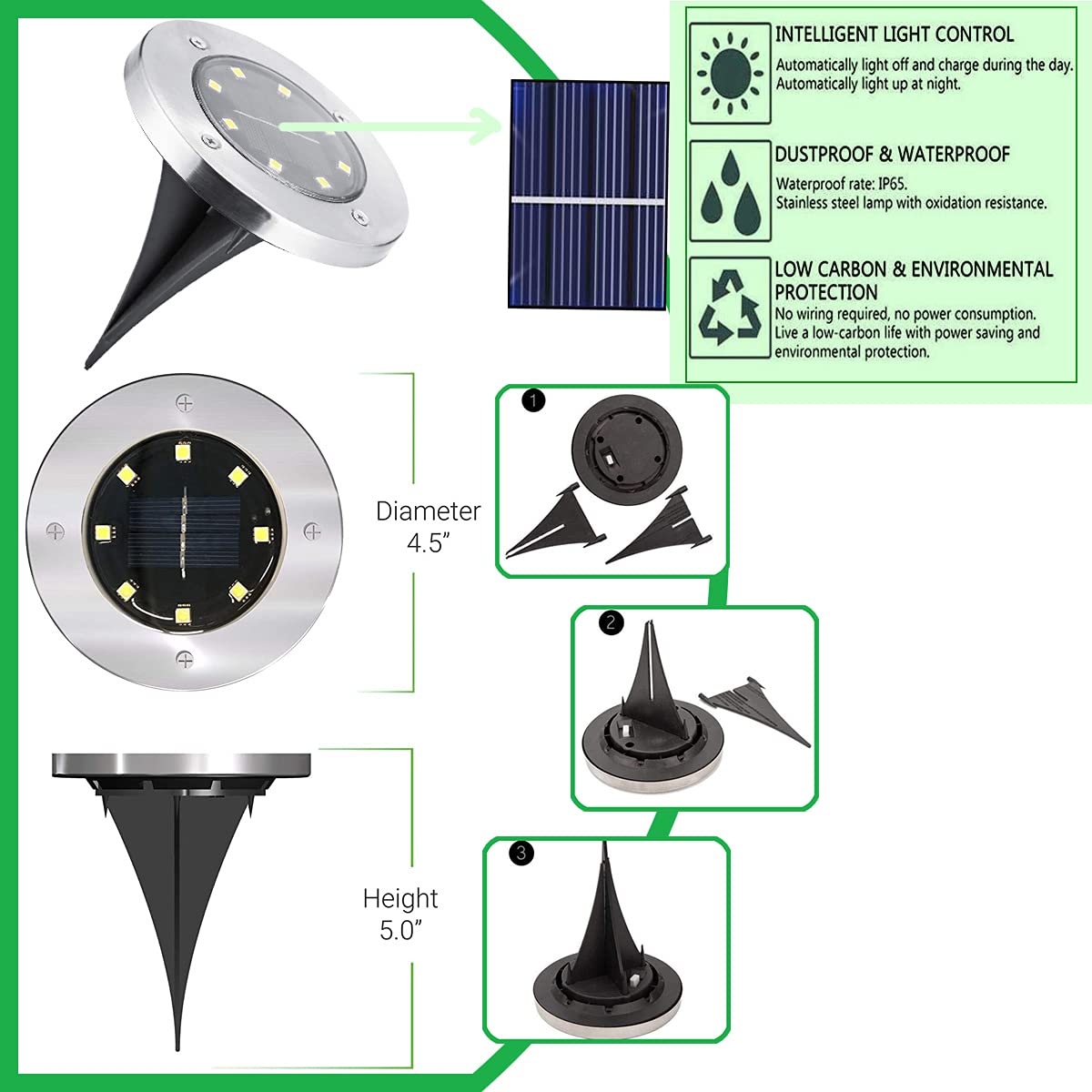 OLENYA Solar Ground Lights 8 Pack Led Solar Garden Lights Lamp Outdoor Disk Light Waterproof In-Ground Outdoor Landscape Lighting for Lawn Patio Pathway Garden Yard Deck Walkway Flood Light