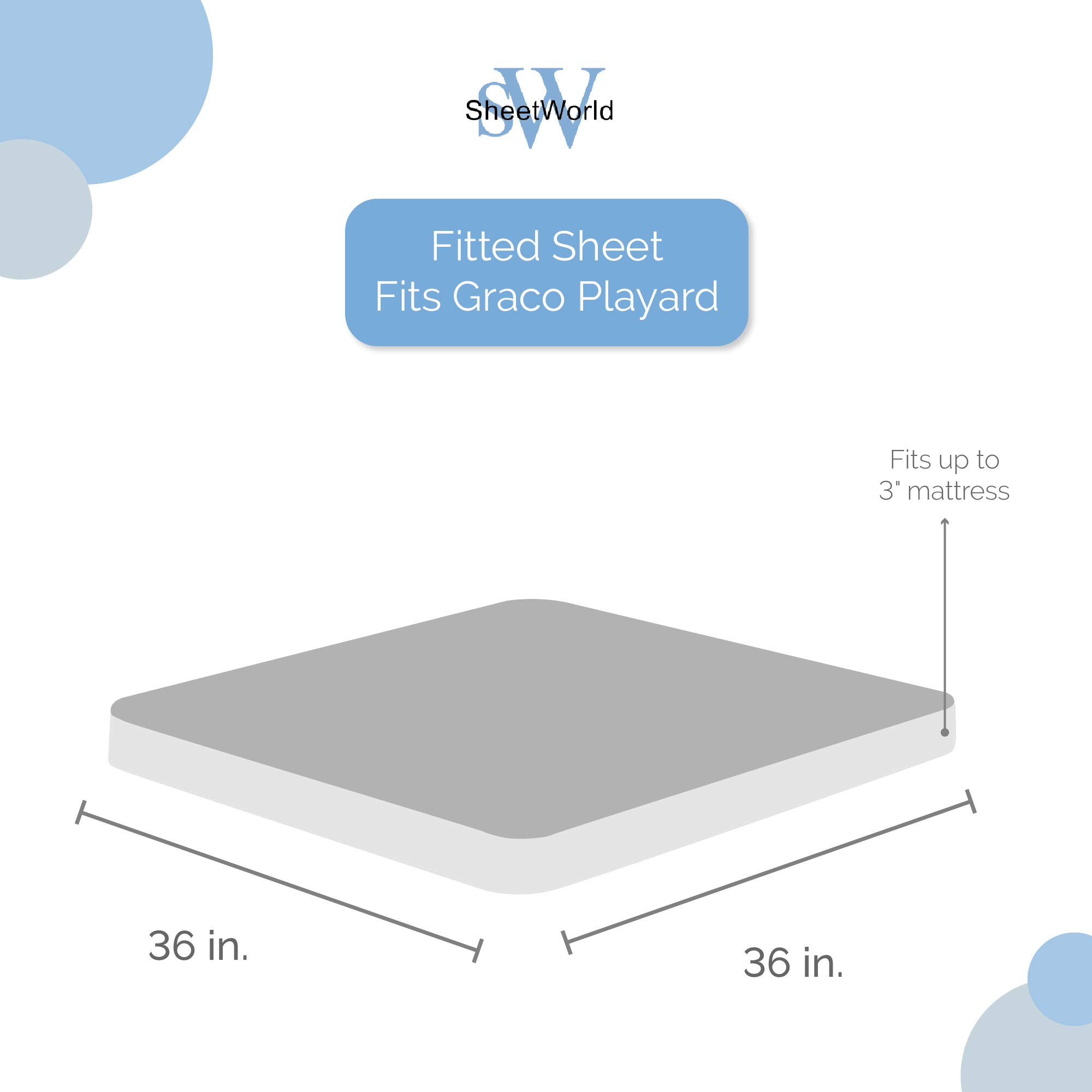 SheetWorld Fitted 100% Cotton Jersey Pack N Play Sheet Fits Graco Square Play Yard 36 x 36, Solid White, Made in USA