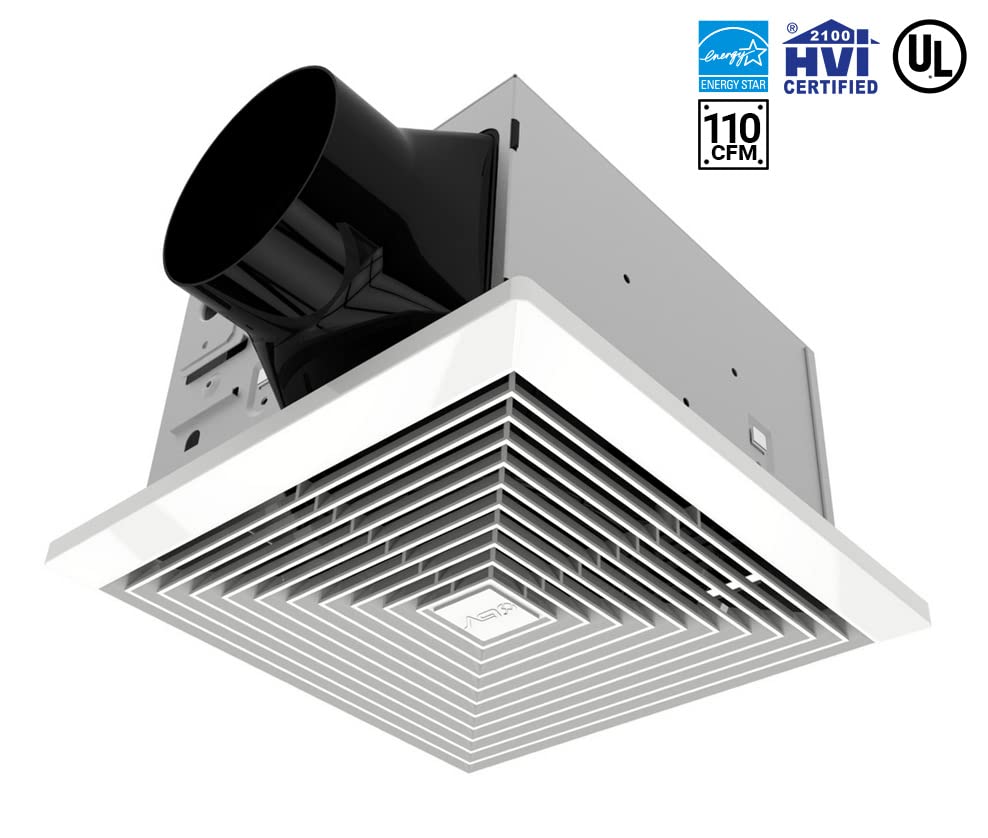 BV Bathroom Fan Ultra-Quiet Bathroom Ventilation & Exhaust Fan,110 CFM 1.2 Sones Ceiling Fan Residential Remodel Extractor, 4 Inch Duct Collar, Easy to Install & Replace (No Attic Access Required)