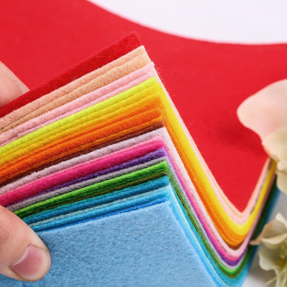 Dudnbt 42pcs 6 x 6 inches Felt Fabric Sheets - Fabrics DIY Craftwork Sewing Patchwork, Felt Crafts Assorted Colour Polyester Felt Sheet for Art and Craft