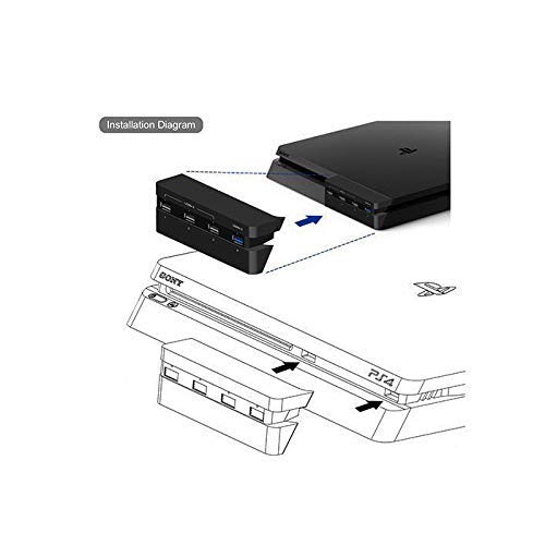 OSTENT Extend 4 USB Hub 2.0 & 3.0 Adapter for Sony PS4 Slim Console Video Games