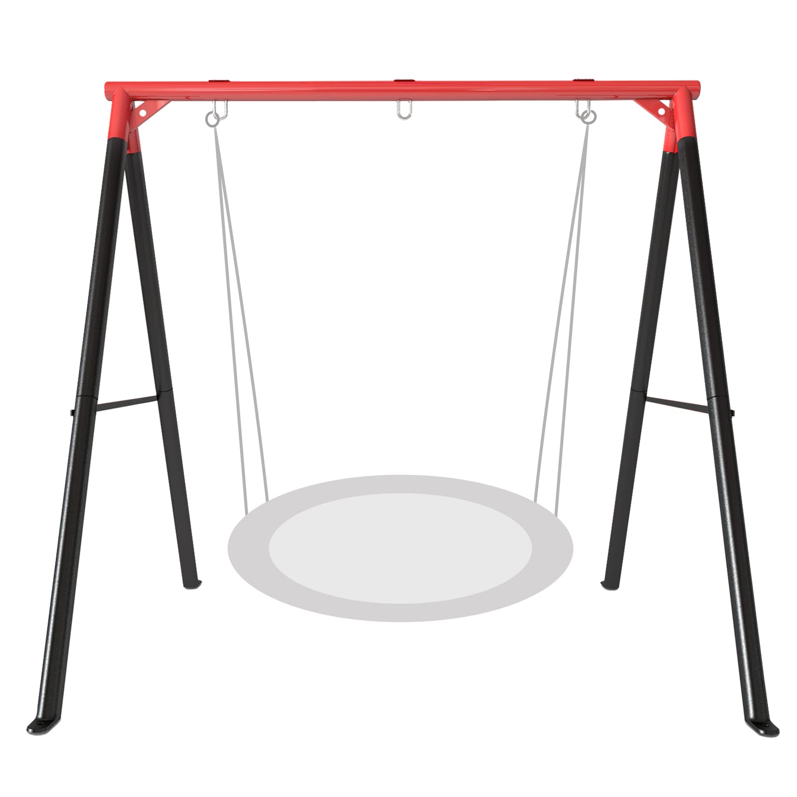 IKARE Upgraded Heavy Duty Metal Swing Frame with Ground Nails, Swing Stand for 440lbs Load Capacity, Fits for Most Swings, Great for Indoor and Outdoor Activities (Red & Black)