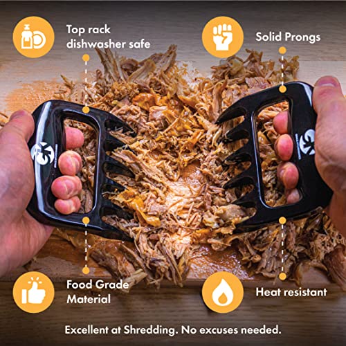 GK’s Premium Combo Set: Super Sharp Solid Meat Shredder Claws Plus Silicone Basting Brush | 1 Pair Meat Claws and 1 Piece Basting Brush | (Black)
