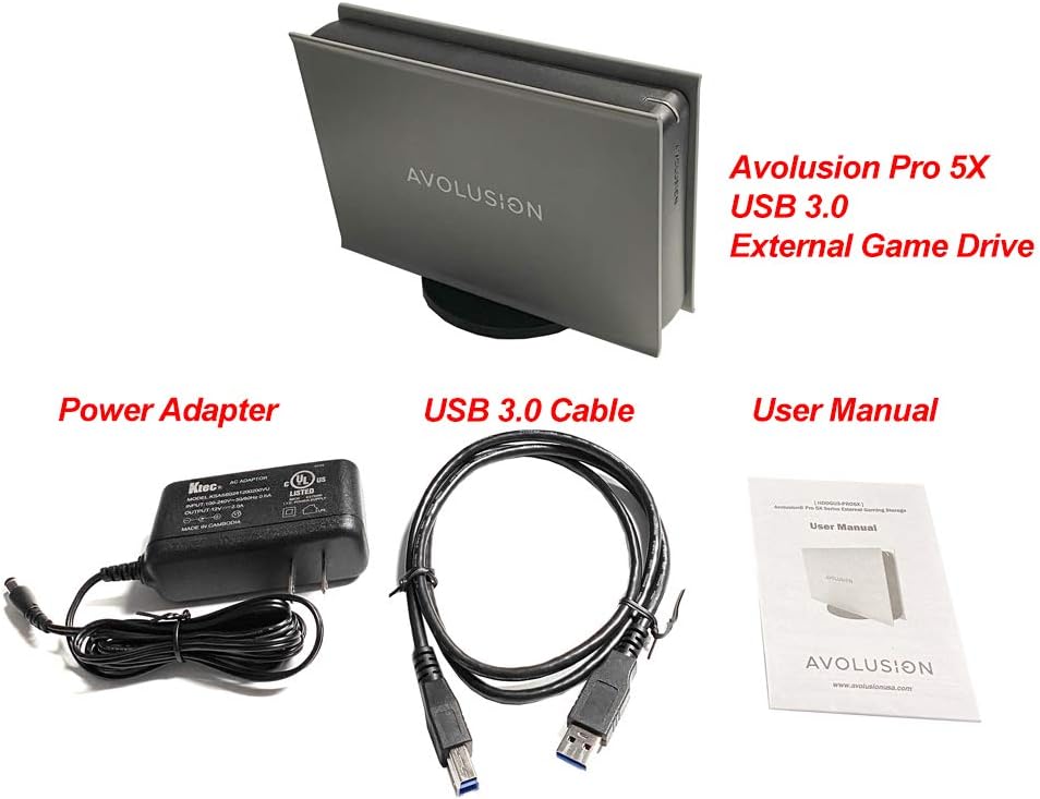 Avolusion PRO-5X Series 4TB USB 3.0 External Gaming Hard Drive Works for PS4 Original, Slim & Pro (Grey)