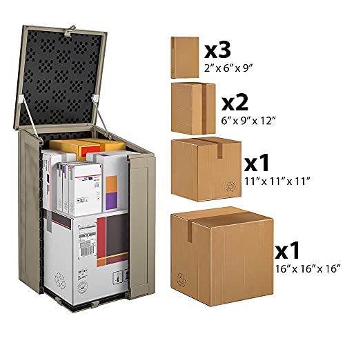 Cosco Outdoor LIving BoxGuard®, Large Lockable Package Delivery and Storage Box, 6.3 cubic feet, Tan