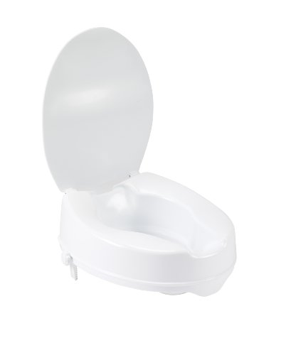 Drive Medical Raised Toilet Seat with Lock and Lid, Standard Seat, 4"