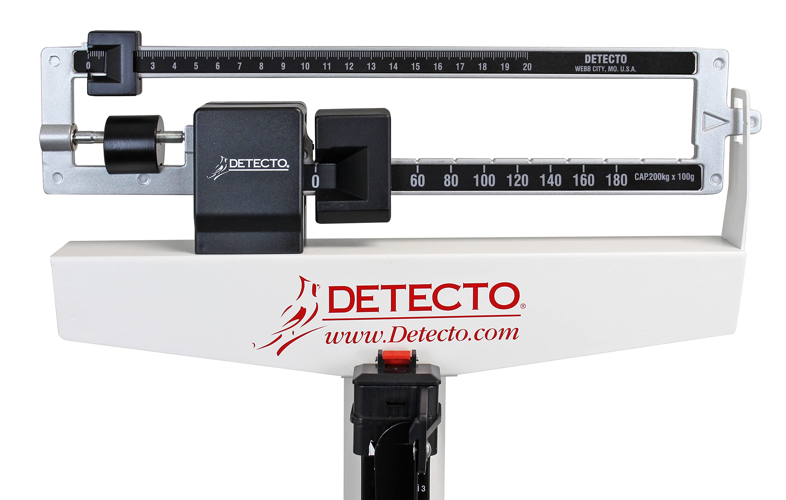 DETECTO 2391 Mechanical Weigh Beam Physician's Scale with Height Rod, Kilograms Only 200 kg x 100 g
