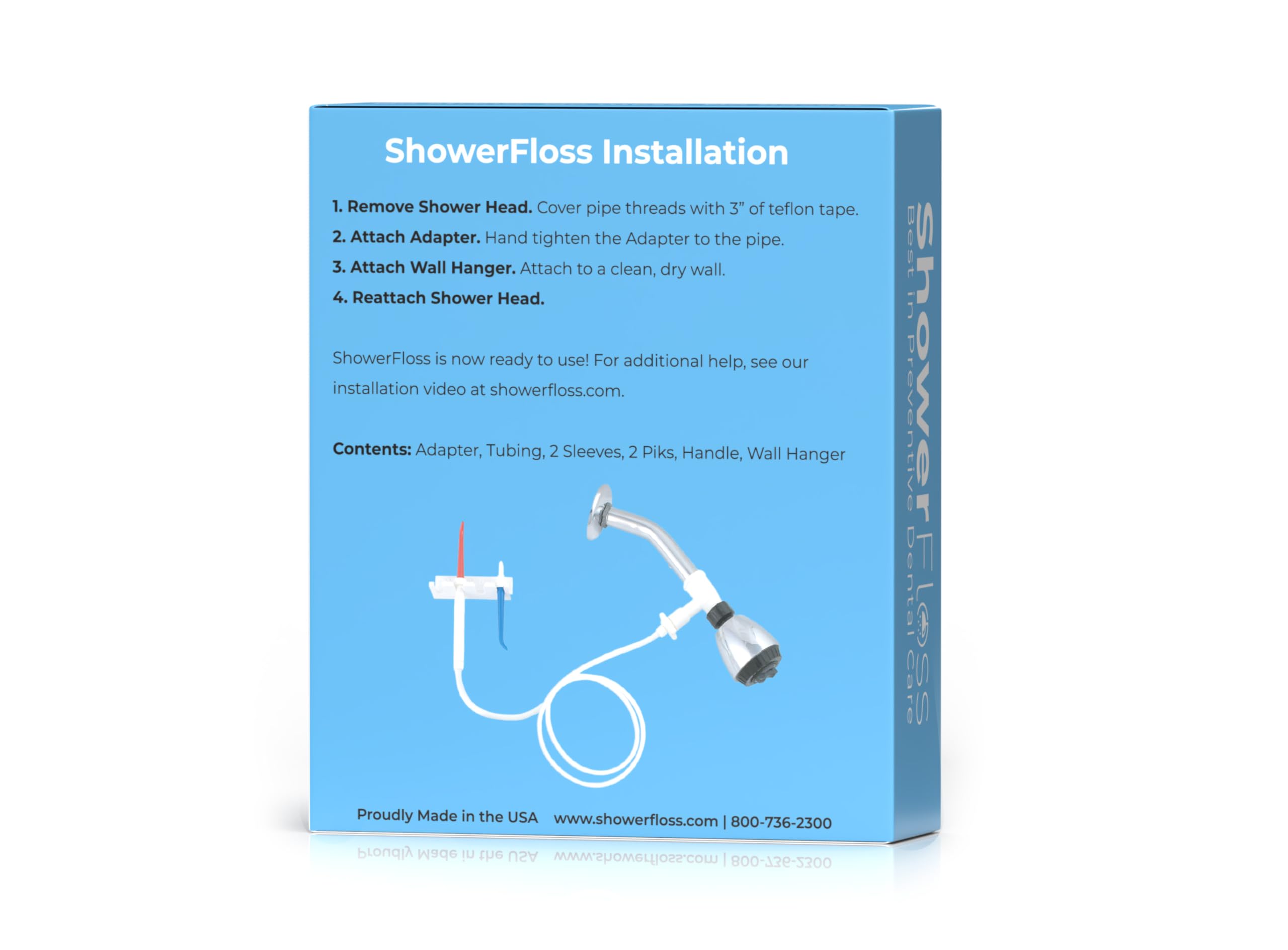 SHOWER FLOSS Water Dental Flosser - Convenient for Teeth, Attaches to Your Shower Head - Easy Installation, Adjustable Temperature & Pressure - Dentist Recommended