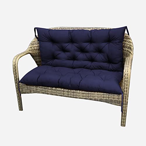 NENIUX Swing Replacement Bench Cushions, Anti-Skid Garden Patio Backyard Seat Cushions 2 3 Seater Porch Bench Pads with Backrest for Outdoor Furniture Wooden Bench,59 * 40 * 3inch,Navy