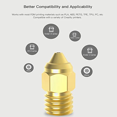 Creality Official Ender 3 S1 Nozzles, 5PCS 0.4mm MK Brass Nozzle for Ender 3 S1 Pro/Ender 3 S1 Plus Sprite Extruder and Extruder Nozzle of Ender 2 Pro/Ender 3 Neo/Ender 3 V2 Neo/Ender 3 Max Neo