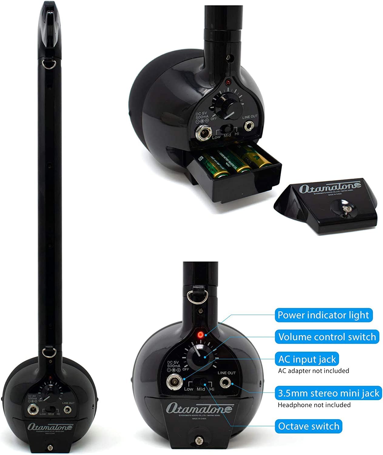 Otamatone Deluxe Electronic Musical Instrument for Adults Portable Synthesizer Digital Electric Music from Japan by Cube/Maywa Denki Cool Stuff Gifts, Black [English Manual]