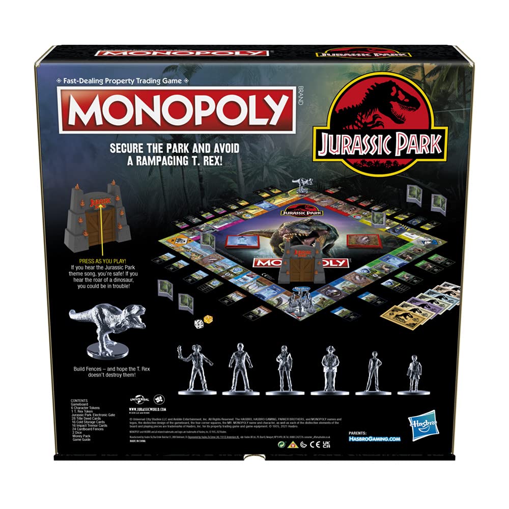 Monopoly: Jurassic Park Edition Board Game for Children Aged 8 and Up
