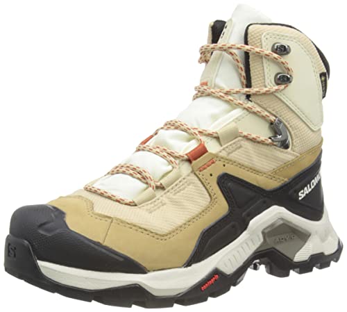 Salomon Quest Element Gore-TEX Hiking Boots for Women, Safari/Vanilla Ice/Mecca Orange, 10