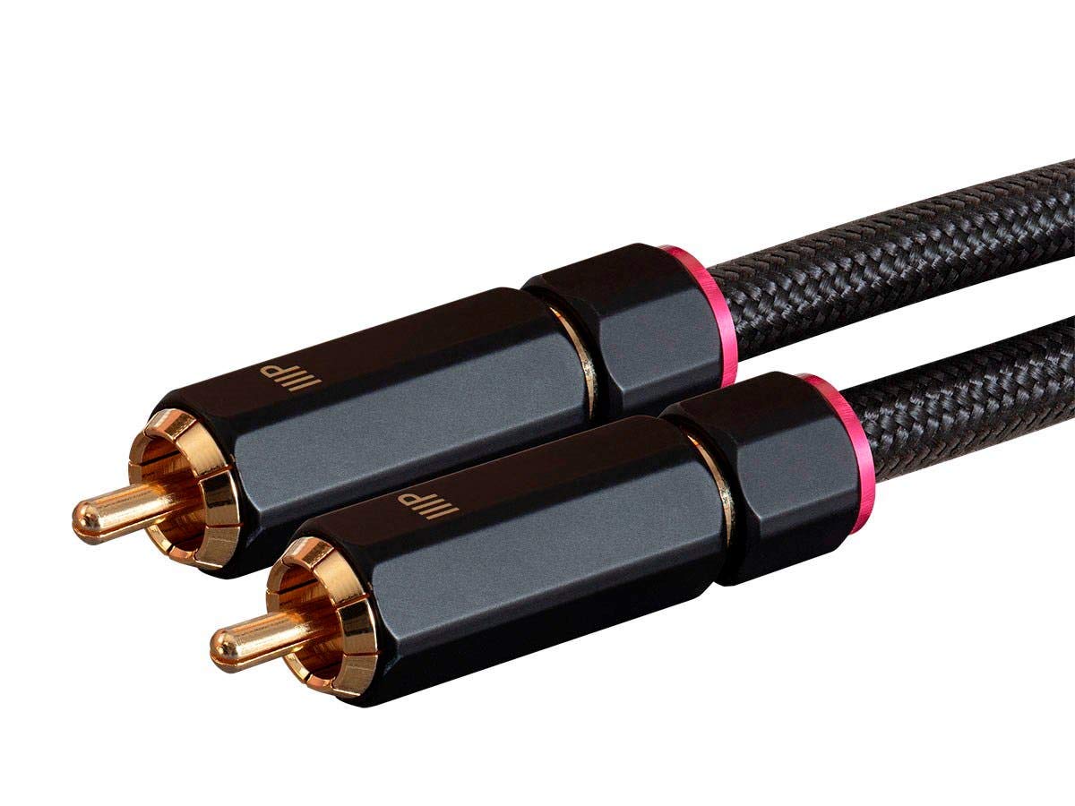 Monoprice 3.5mm to 2-Male RCA Adapter Cable - 15 Feet - Black, Gold Plated Connectors, Double Shielded with Copper Braiding - Onix Series