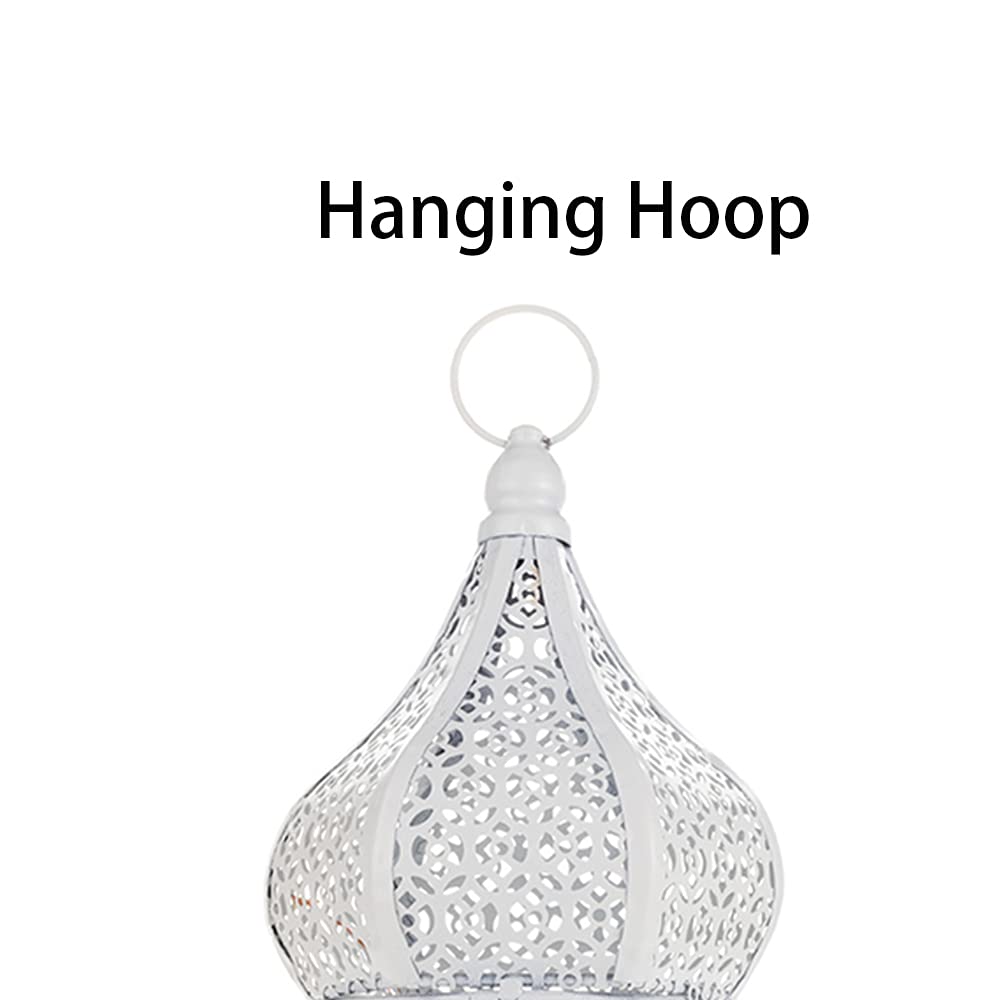 Paluopo Battery Powered Lamp White Cordless Outside Lights Garden Patio Outdoor Apartment Lanterns Decor,Hanging Lights Boho Moroccan Lantern Decor for Bedroom Tabletop (S-White-1Pcs)