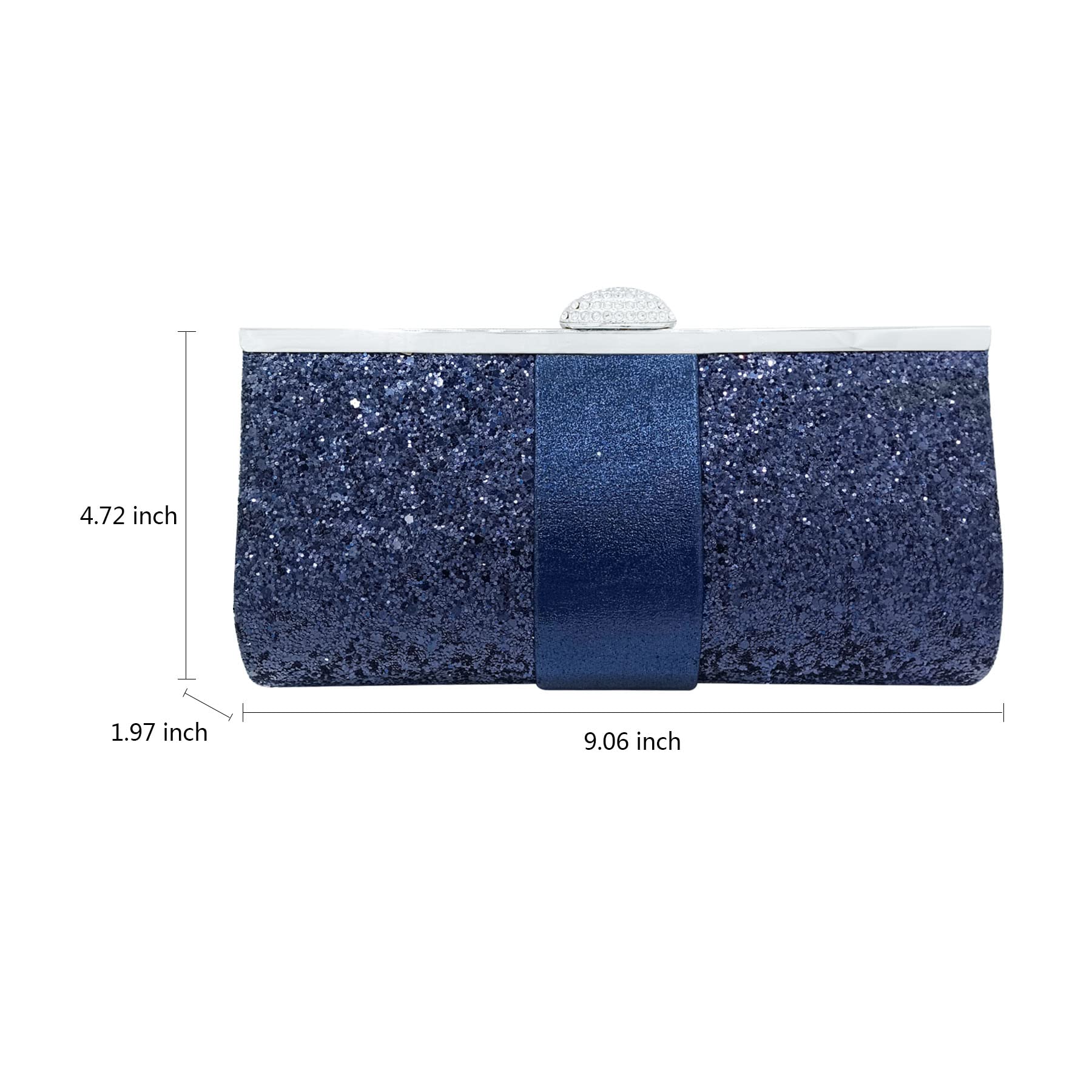 BABOMAREON Evening Bags Clutches Deatchable Chain Shoulder Crossbody Bag for Women Girls Navy Blue