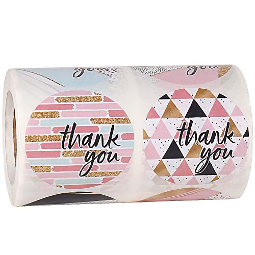 Big Thank You Stickers 500pcs A Roll, 2 inch Small Business Label 8 Designs Large Paper Mail Stickers for Envelope Gift Box
